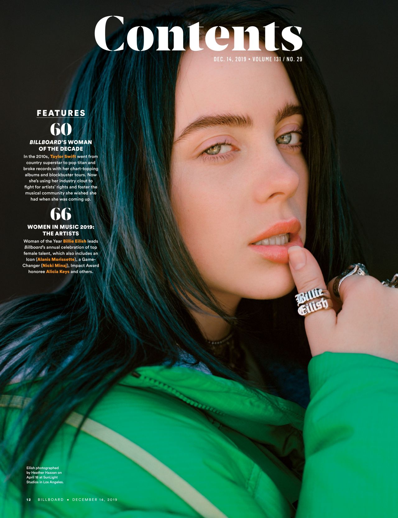 Billie Eilish Billboard Magazine 12 14 2019 Issue CelebMafia